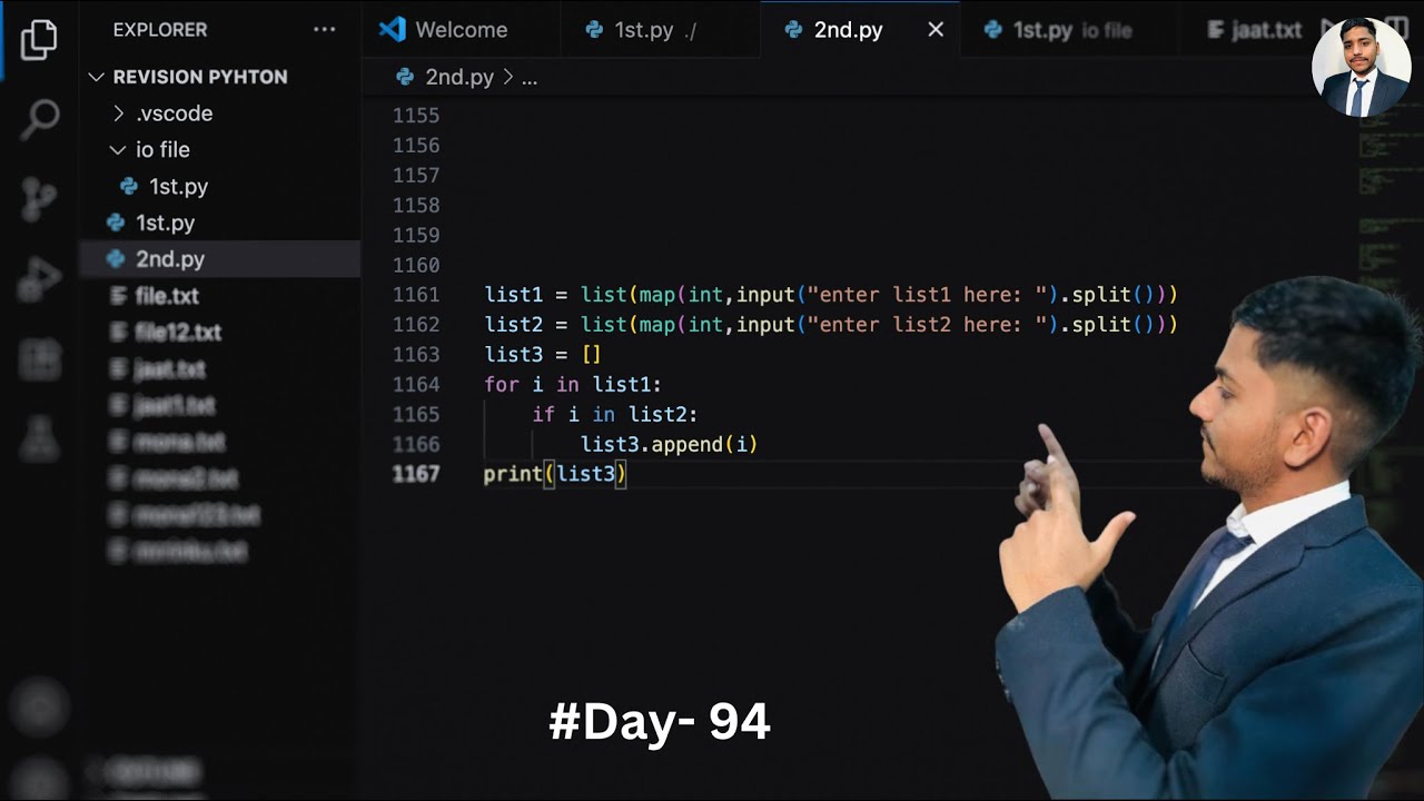 Python program to find the common element between two lists #codeeveryday #100daysofc ode #python
