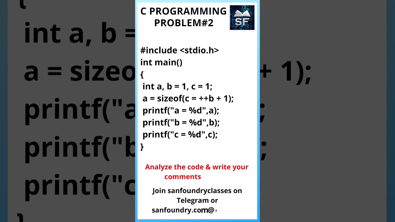 C Language Problem 2 | Sanfoundry | #Shorts