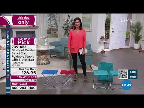 Belmont Garden Set of 2 XL Foldable Stools with Travel B...