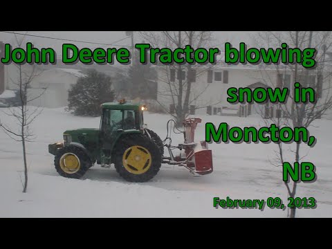 John Deere Tractor blowing snow in Moncton, NB 02-09-13