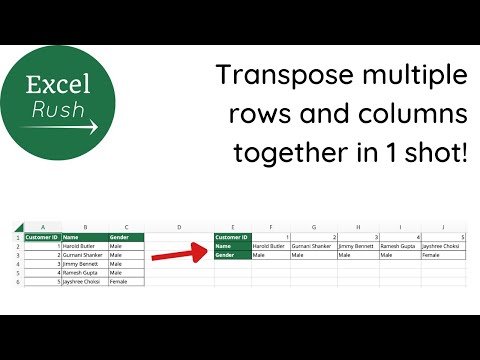 How to transpose multiple rows and columns in Excel in one shot