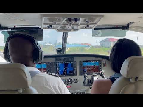 Placencia Airport Belize takeoff - cockpit view