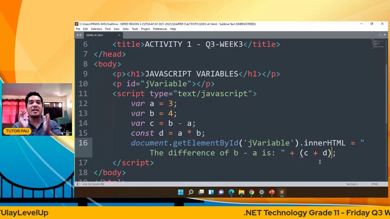 .NET Technology Grade 11  - Friday Q3 Week 3 #ETUlayLevelUp