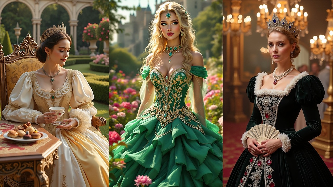 Regal Elegance | Medieval Princess Lookbook in Golden Palaces