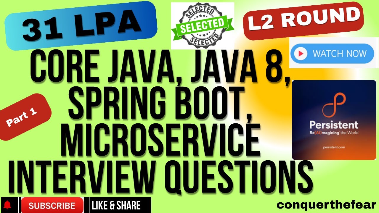 Core Java, Java 8, Spring Boot, Microservice Interview Questions | Persistent System | L2 Round