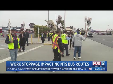 MTS Bus Routes Impacted By Work Stoppage