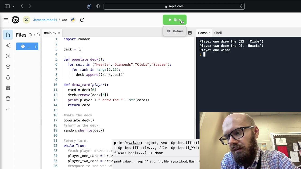 Python - War (card game)