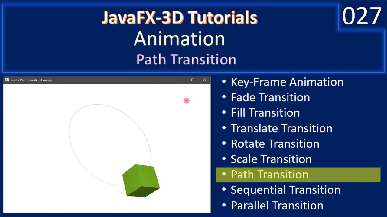 Animation | Animation via Path Transition | JavaFx 3D Tutorials #27