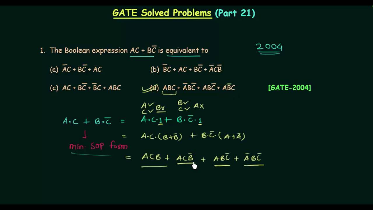 GATE Solved Problems (2004) | Boolean Algebra | Digital Electronics