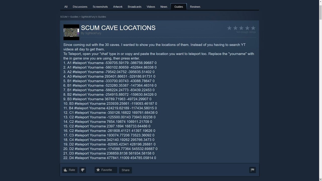 SCUM ALL 30 CAVE LOCATIONS STEAM GUIDE UPDATED