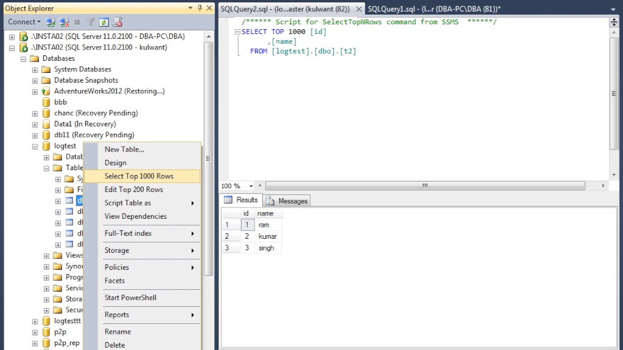 MS SQL Server Security - Managing Logins and users