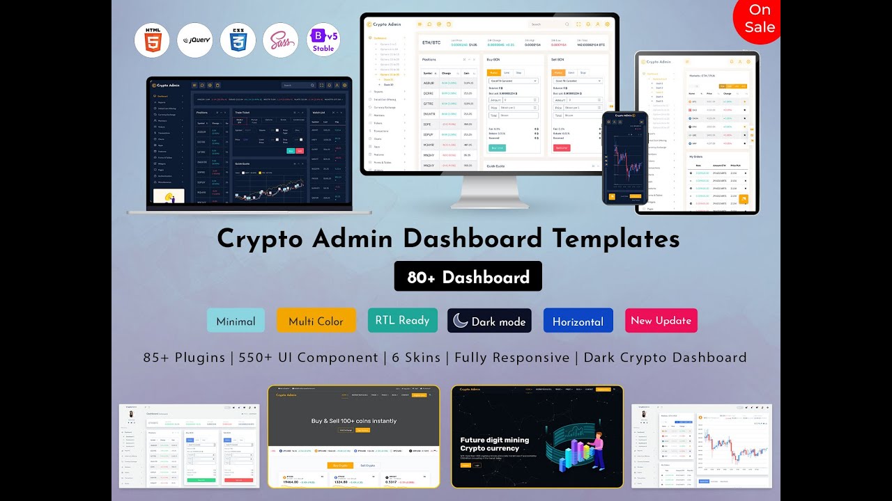 Responsive Bitcoin Cryptocurrency Template with ICO User Dashboard