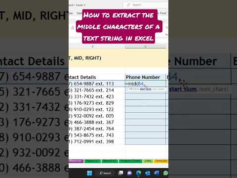 How to extract the MIDDLE characters of a text string in Excel