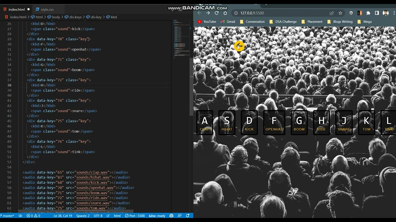 Web Drum Kit using HTML, CSS & JS