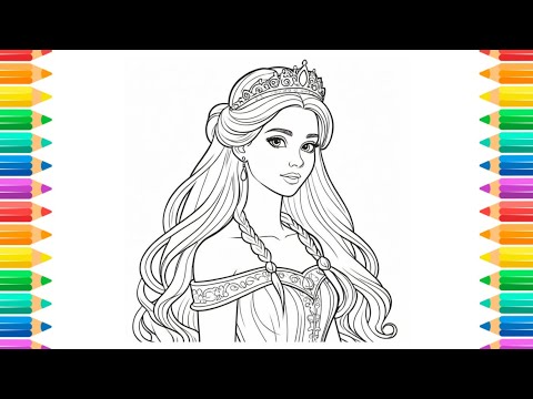 Cute Barbie Doll Drawing for kids, Painting & Coloring for kids, Toddlers|kidsvision tv|