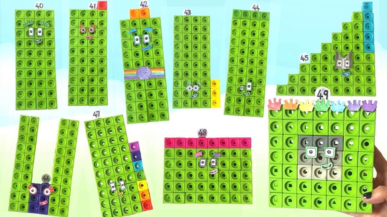 Numberblocks Mathlink Cubes 40-49 | DIY Numberblocks | Kids Maths Numbers and Counting.