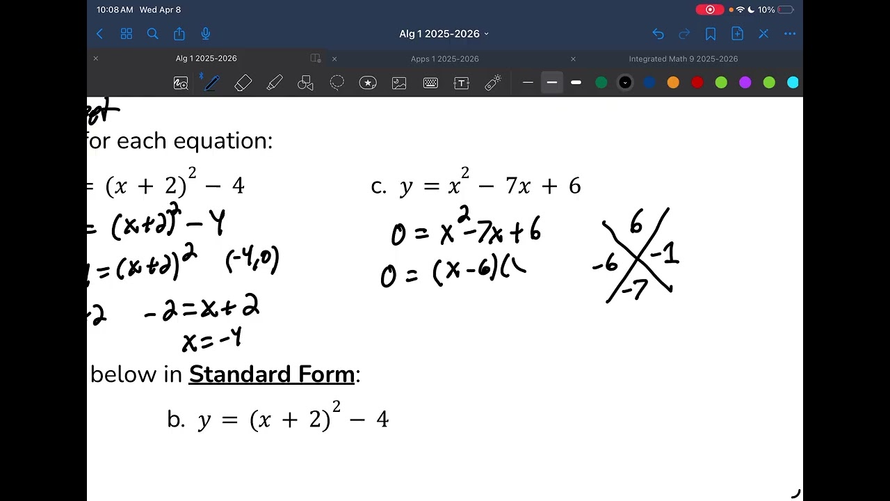 Unit 8 Study Assignment - Algebra 1