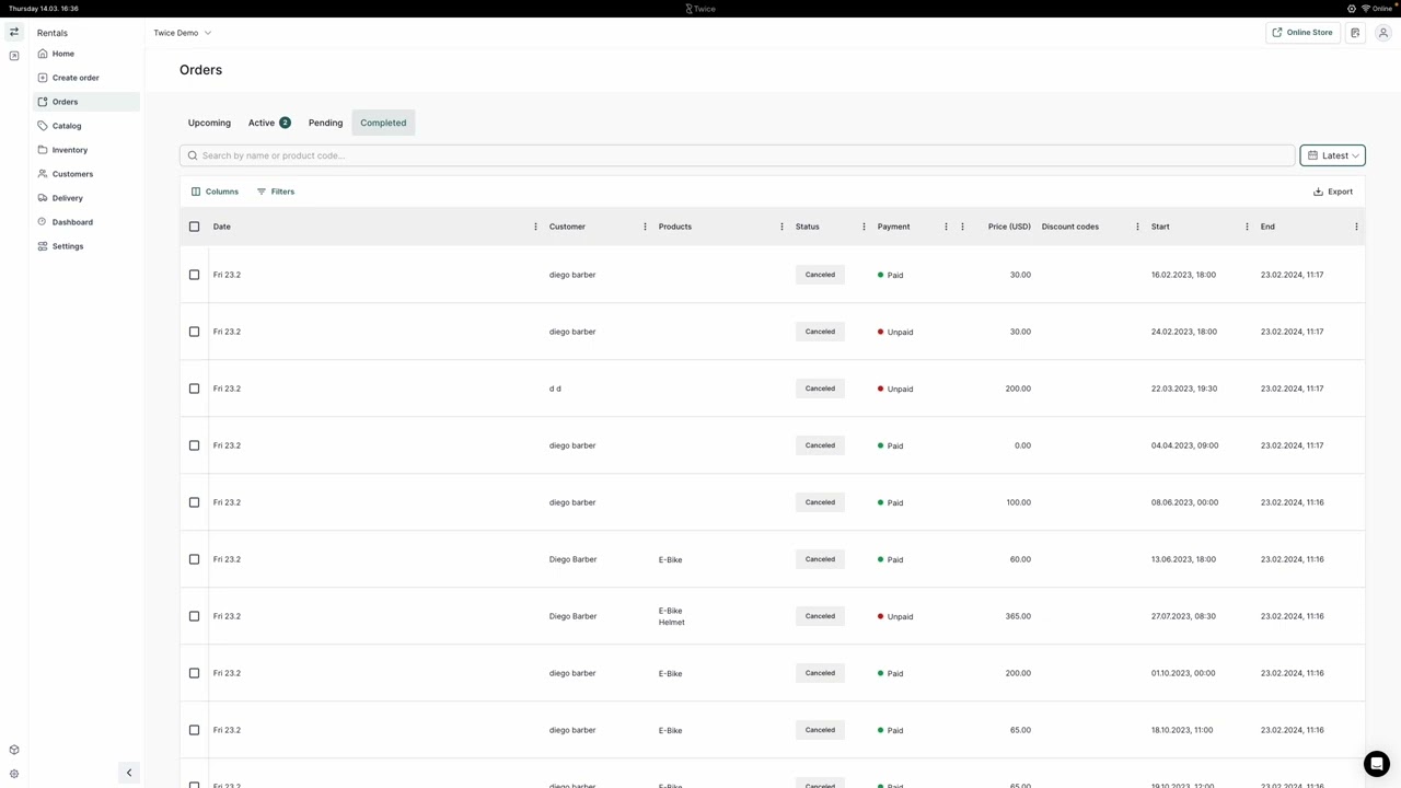 Order Management - Completed Orders