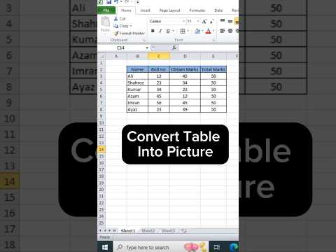 Excel Table Convert Into Picture | TrickoWorld