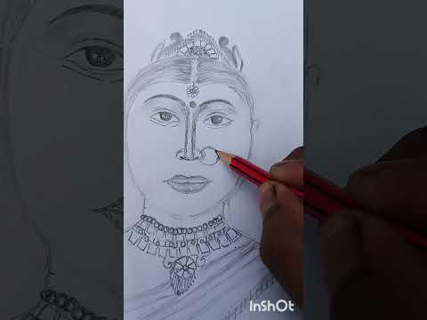 Navratri Special Maa Durga Drawing With Tiger Face 🔥😍✍️ Angry Maa Durga #shorts #maadurga #drawing
