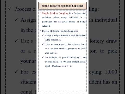 Simple Random Sampling Explained #sampling #dataanalysis