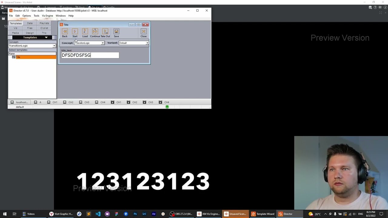 The simplest Vizrt Transition Logic set
