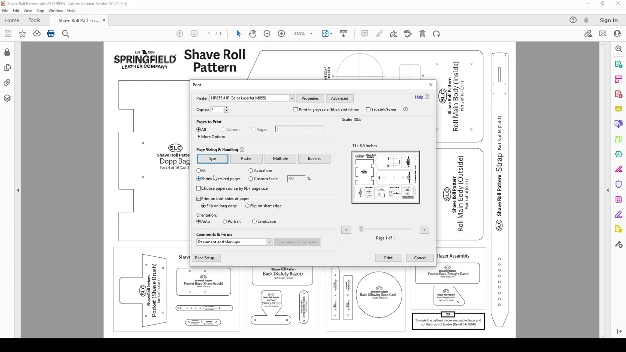 Printing Poster Size for Pattern