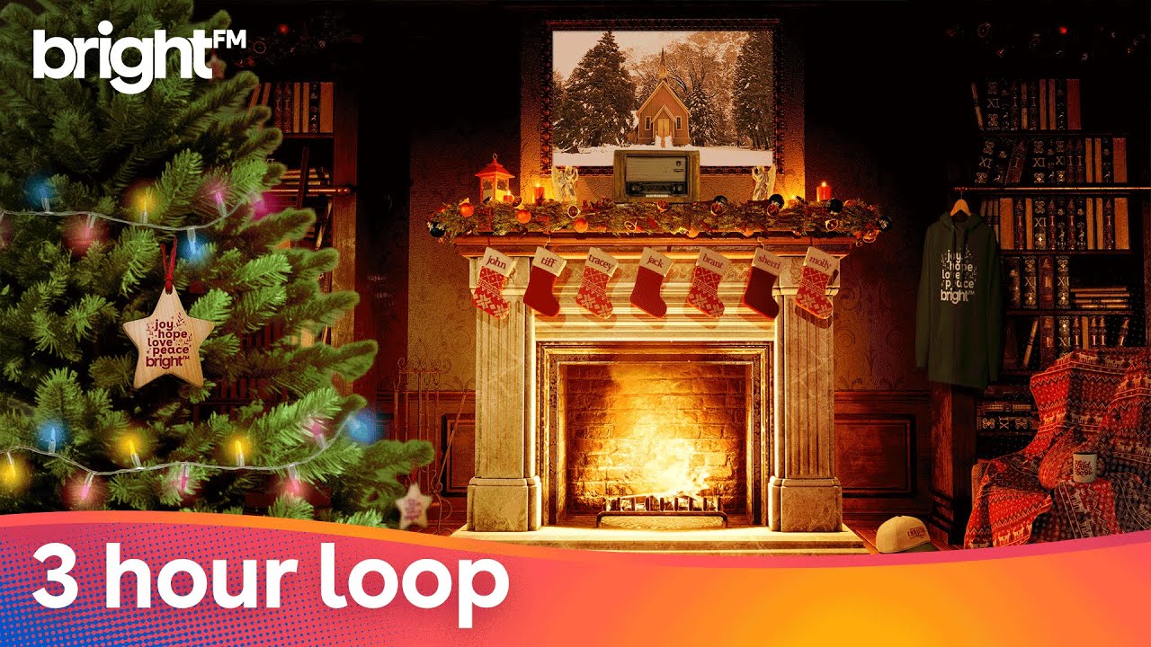 BRIGHT-FM's Cozy Christmas Fireplace | NO ADS | 3 Hours