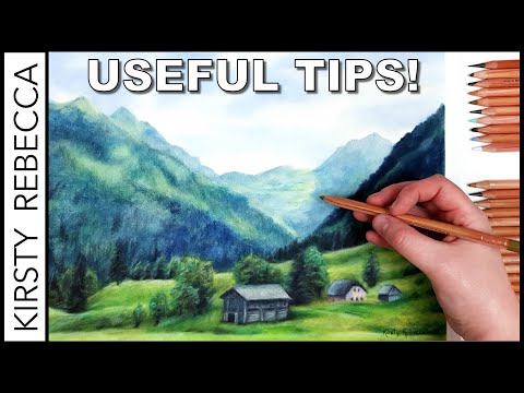 How to draw a LANDSCAPE using COLOURED PENCIL!