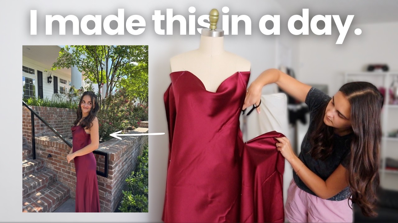 making my bridesmaid dress in a day (a week before the wedding lol) | STUDIO VLOG 129