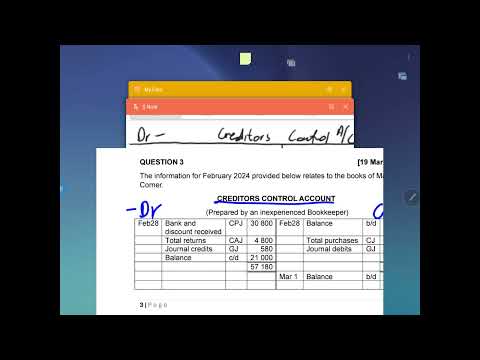 Reconciling Creditors control account with the total of the creditors’ list - Test 2