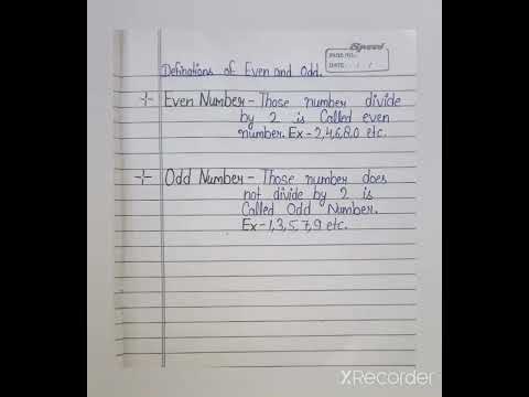Definition of Even and Odd number in English