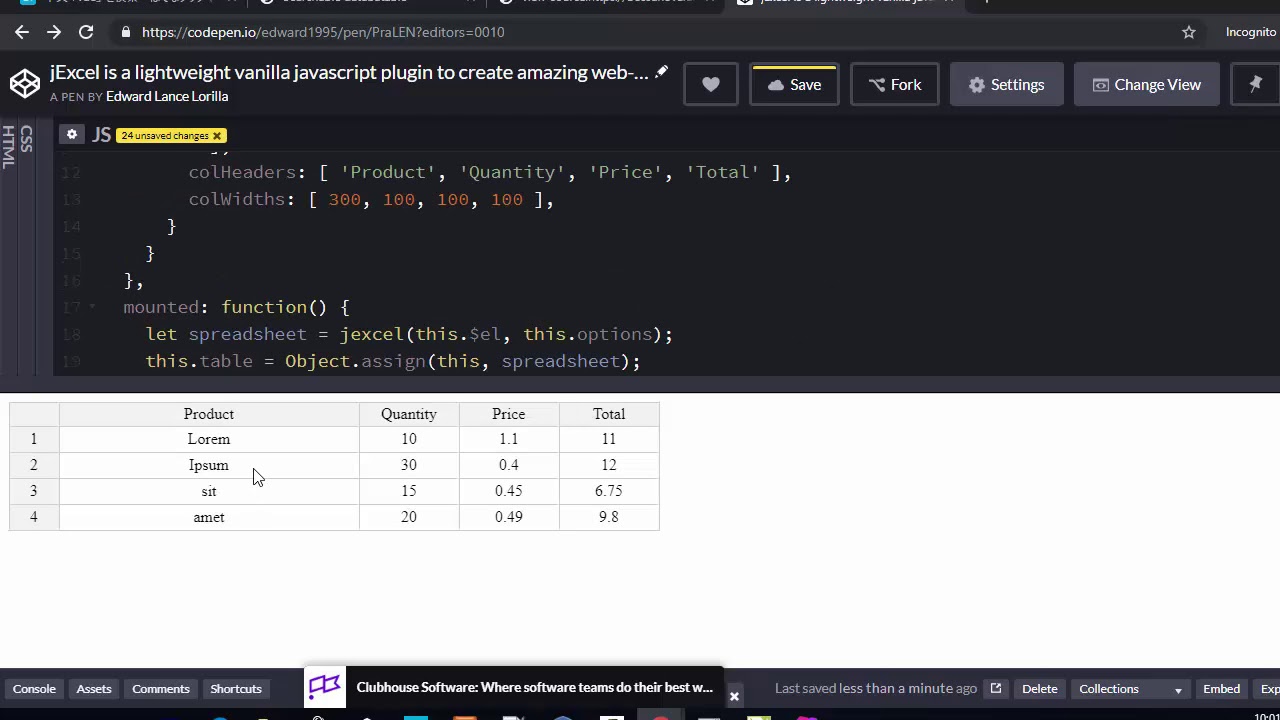 Vue jExcel is a lightweight vanilla javascript plugin