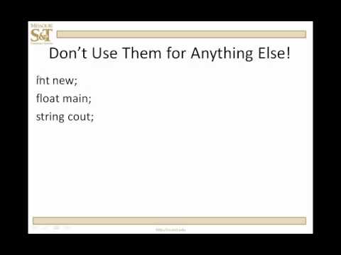Missouri S&T CompSci C++ Lesson 2.3 - Reserved Words