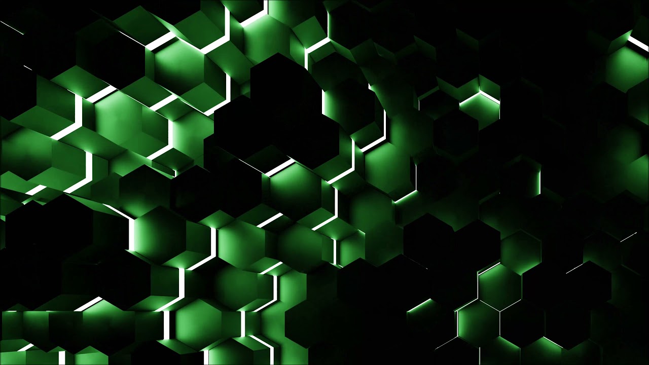 Green Hexagon Abstract Background Video Loop Geometric Pattern - Motion Grafics Metallic Texture 4k