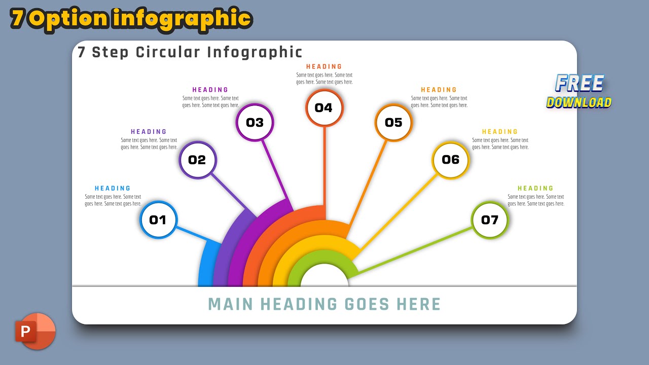24.PowerPoint Custom Slide Design Tutorial - 7 Option Circular Vector Infographic | Free Download
