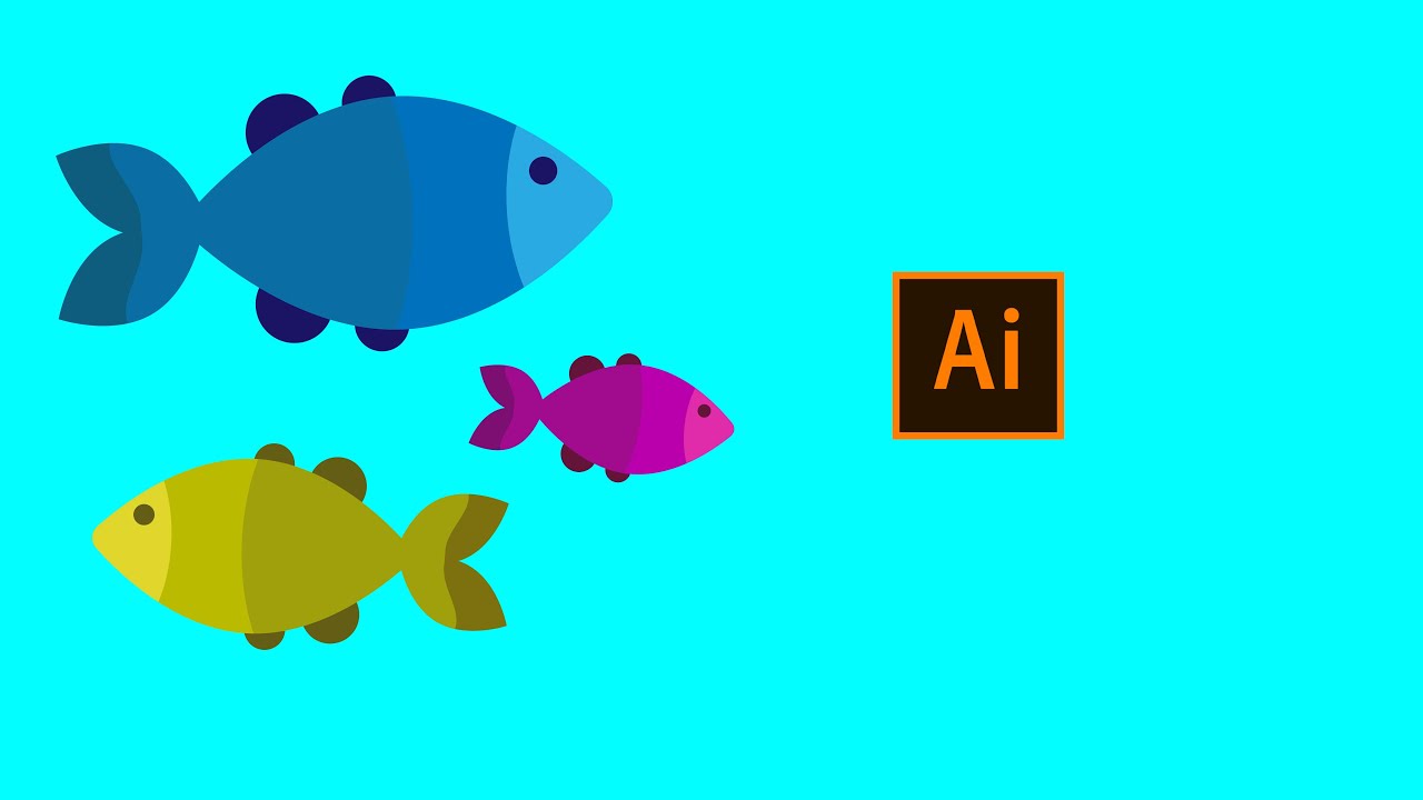 how to create flat design fish | Adobe illustrator tutorial