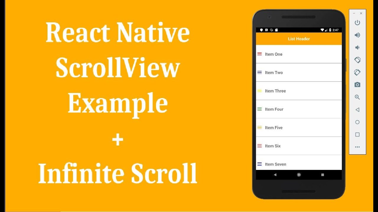 React Native ScrollView example + ScrollView Infinite Scroll