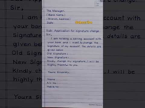 Application for signature change in bank account #shorts