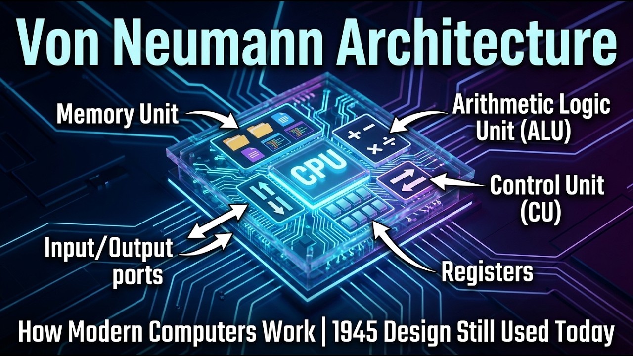 Von Neumann Architecture Explained | Memory, ALU, CU, I/O & Registers | Complete Computer Guide