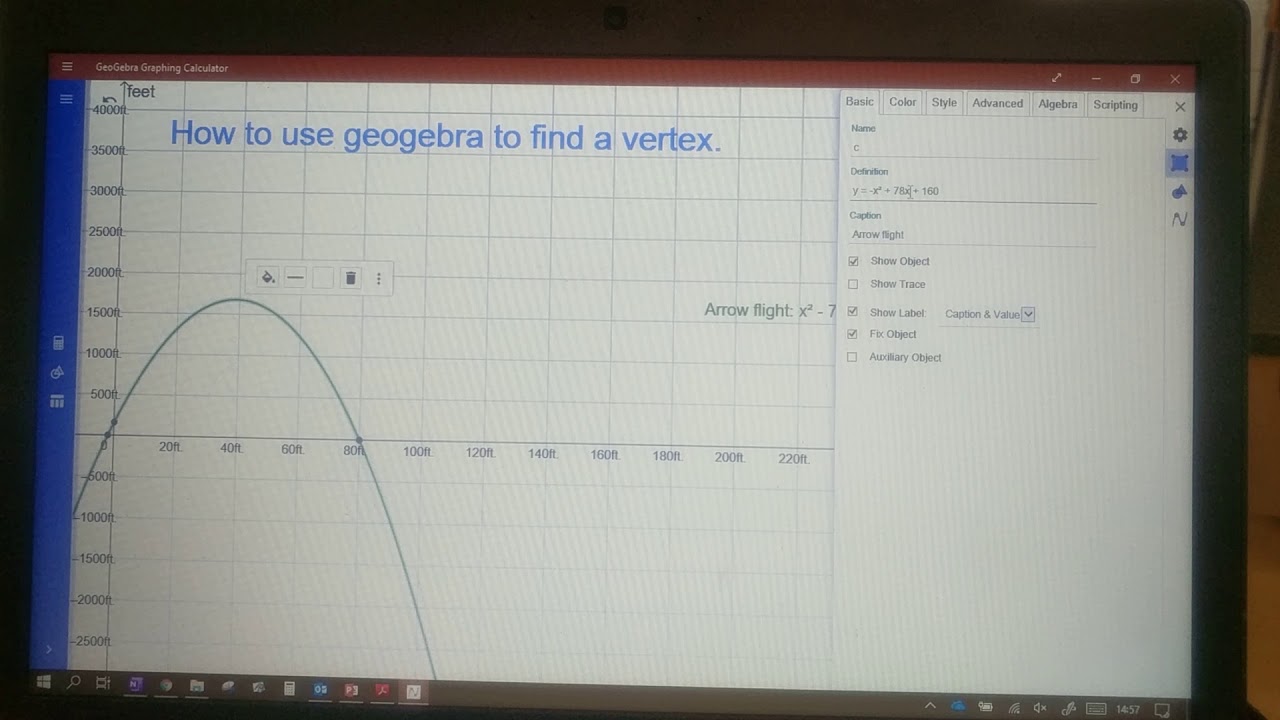 convert parabolas to vertex form using GeoGebra