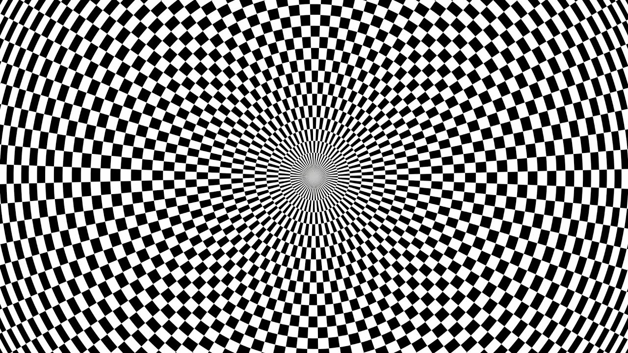 Hypnotic Black and White Checkerboard Spiral Optical Illusion Pattern 4K Background VJ Video Effect