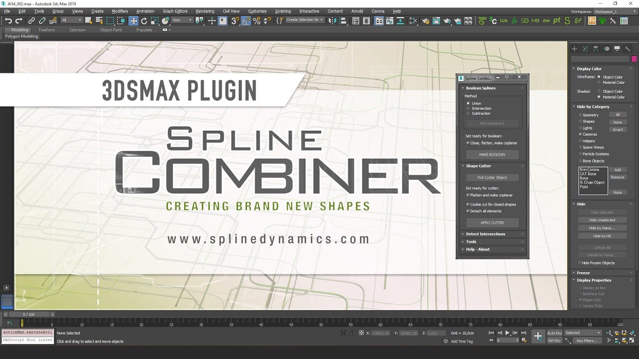 Spline Combiner Plugin for 3ds Max | Boolean Splines, Shape Cutter & Intersection Detection