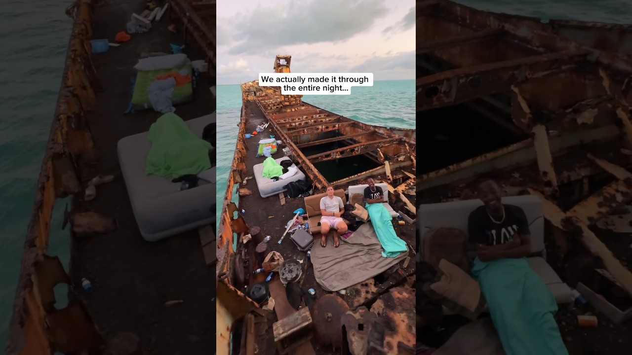 Transforming a Shipwreck into a hangout lounge and sleeping on it…👀🌊