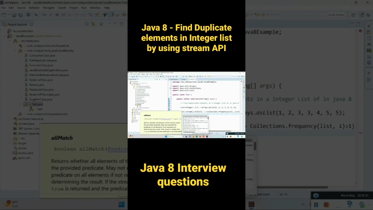 Java 8  - Find duplicate elements in integer list by using stream API || Java 8 Interview questions