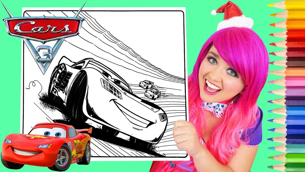 Coloring Cars 3 Lightning McQueen Coloring Book Page Prismacolor Colored Pencils | KiMMi THE CLOWN