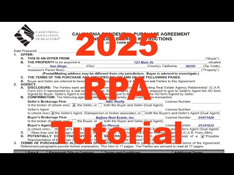2025 California Residential Purchase Agreement - No SPBB - Fast Tutorial