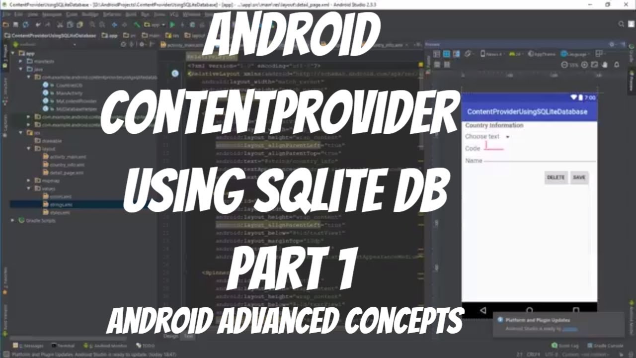 Android Database Content Provider Example using SQLite Database - Part 1