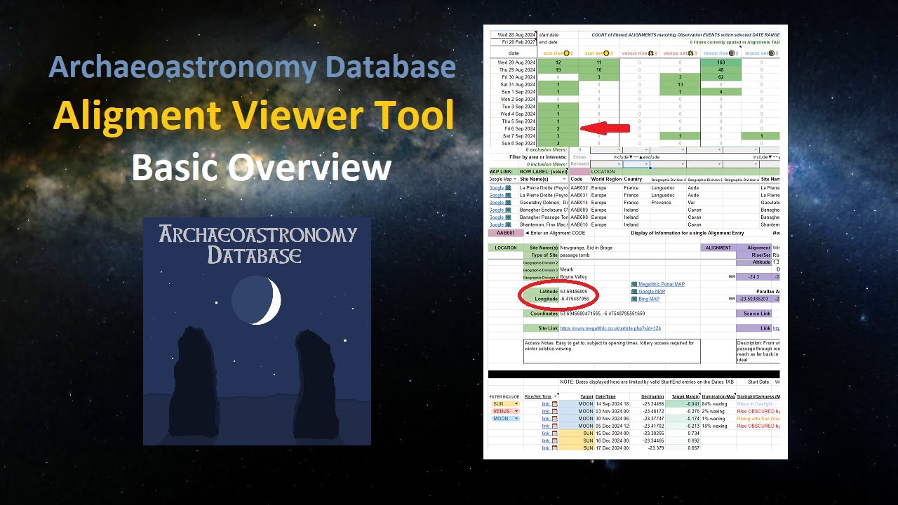 Archaeoastronomy Database Viewer Tool - Basic Overview